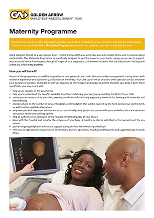 Golden Arrow Employees Medical Benefit Fund - Maternity programme